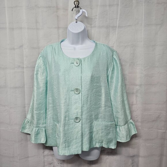 Ruby Rd. | Tops | Ruby Rd Minty Greenblue Ruffle Shimmery Satin ...